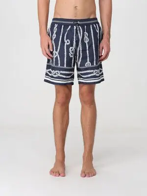 Dolce & Gabbana Boxer-style Swim Shorts With Graphic Print And Drawstring Waist - Navy