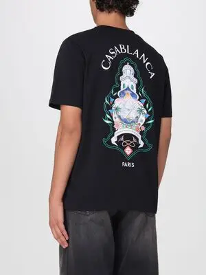 Casablanca Organic Cotton Crew Neck T-shirt With Logo Print - Black