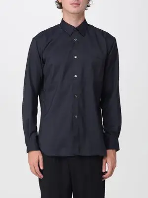 Comme Des Garçons Long-sleeved Wool Blend Shirt With Classic Collar - Blue