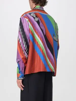 Versace Long-sleeved Graphic Print Silk Shirt