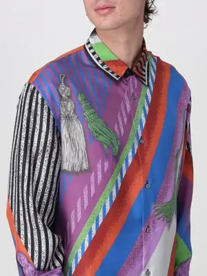 Versace Long-sleeved Graphic Print Silk Shirt