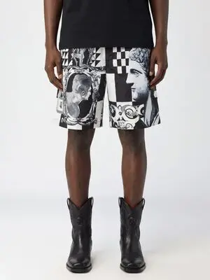 Versace Graphic Print Swim Shorts With Elasticated Waist - Black