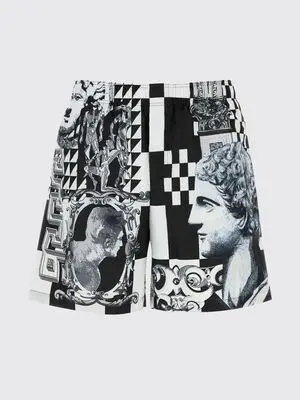 Versace Graphic Print Swim Shorts With Elasticated Waist - Black