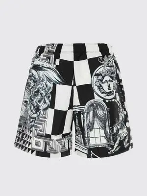Versace Graphic Print Swim Shorts With Elasticated Waist - Black