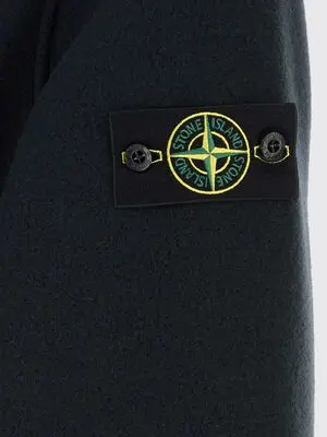 Stone Island Double-breasted Wool Peacoat With Compass Logo Patch