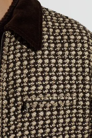 Dolce & Gabbana Houndstooth Wool Jacket With Corduroy Collar