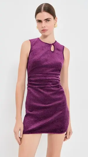 Christopher Esber Loophole Corduroy Mini Dress - Plum