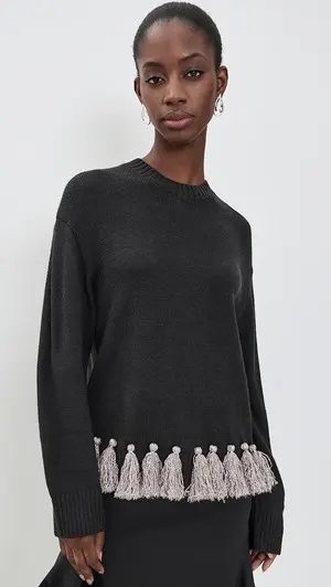 SIMONMILLER Roni Metallic Tassel Sweater - Black/satellite Silver