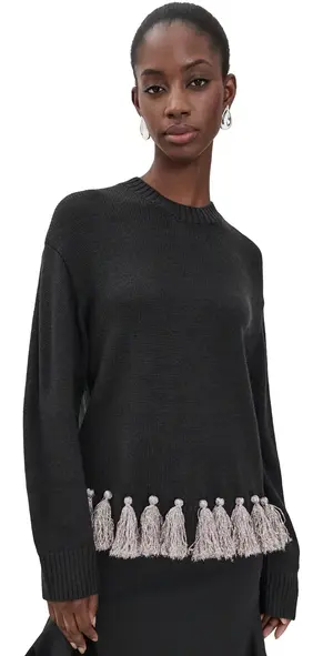 SIMONMILLER Roni Metallic Tassel Sweater - Black/satellite Silver