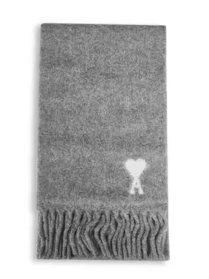 AMI Paris Grey De Cœur Scarf - Multicolor