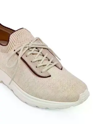Eleventy Knit Leather-trim Sneakers