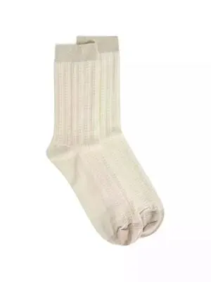 Momoni Pecos Openwork-stitch Socks - Neutrals