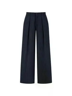 SOLOTRE Pinstriped Pleated Trousers - Blue