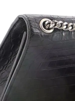Saint Laurent Classic Monogram Tassel Crocodile Embossed Leather Medium Crossbody Bag