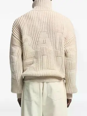 BRAM’S FRUIT Fisherman Logo-intarsia Quarter-zip Sweater