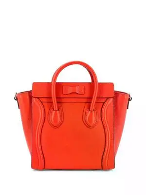Celine Luggage Bag Grainy Leather Nano Crossbody Bag - Orange