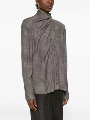 MUGLER Draped Prince Of Wales Check Shirt - Grey