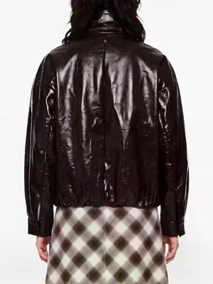SALVATORE SANTORO High-neck Crinkled-finish Coat - Brown