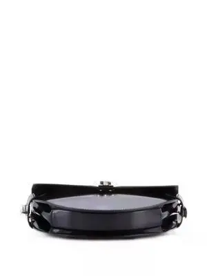 Gucci Gg Half Moon Top Handle Bag Patent Mini Satchel - Black