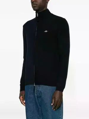 Gant Zip-up Lambswool Cardigan - Blue