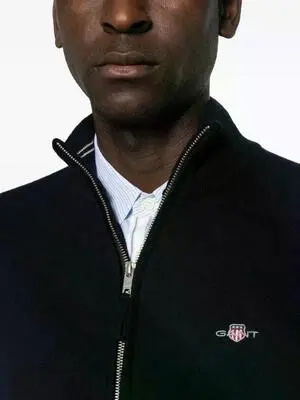 Gant Zip-up Lambswool Cardigan - Blue