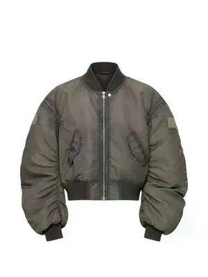 Rick Owens Secchia Flight Ruched-sleeve Bomber Jacket - Grey