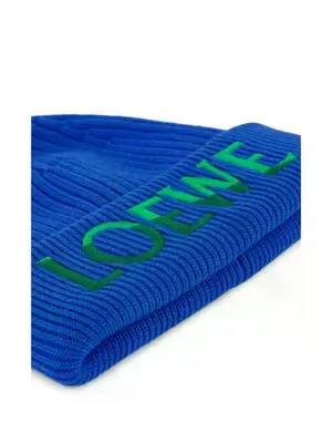Loewe Logo-embroidered Ribbed-knit Beanie Hat
