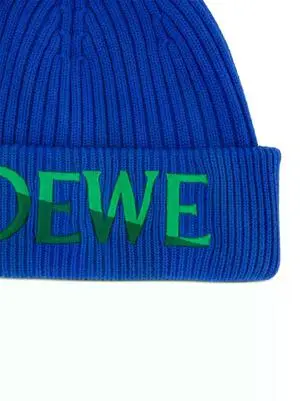 Loewe Logo-embroidered Ribbed-knit Beanie Hat