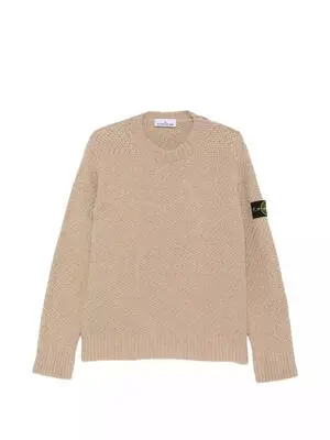 Stone Island Compass Patch Waffle-knit Sweater - Neutrals
