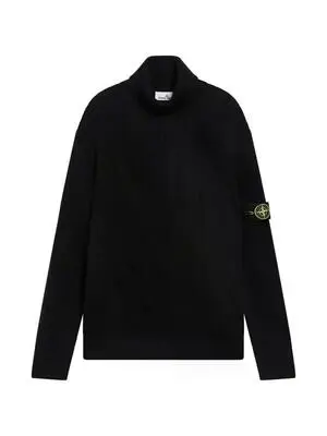 Stone Island Logo-patch Roll-neck Sweater - Black