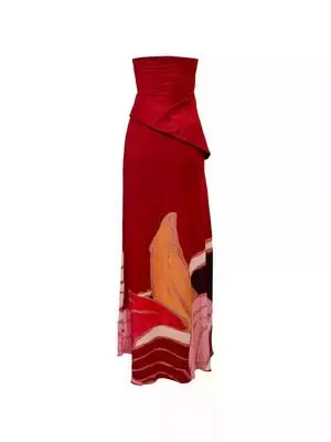 Acler Lingle Floral-print Strapless Maxi Dress