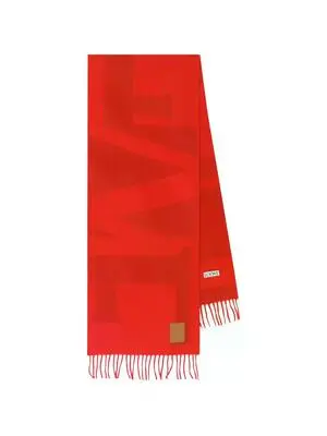 Loewe Anagram-patch Fringed Scarf - Red