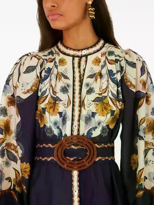 Farm Rio Floral-print Belted Mini Dress