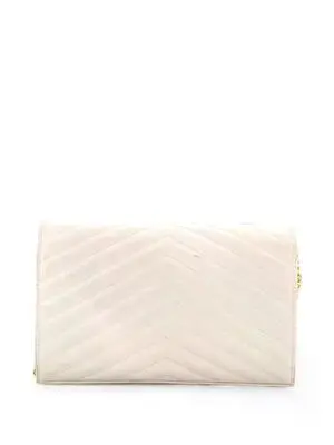 Saint Laurent Classic Monogram Wallet On Chain Matelasse Chevron Leather Medium Crossbody Bag