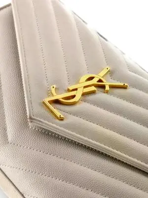 Saint Laurent Classic Monogram Wallet On Chain Matelasse Chevron Leather Medium Crossbody Bag