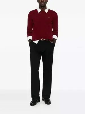 Gant Embroidered-logo Crew-neck Sweater - Red
