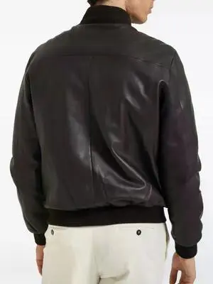 THE JACK LEATHERS Leather Bomber Jacket - Brown
