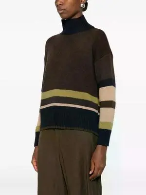 INTRECCI Striped Roll-neck Sweater