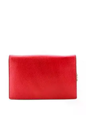 Gucci Interlocking Wallet On Chain Leather Crossbody Bag - Red