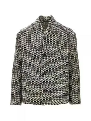 Emporio Armani Virgin-wool-blend Textured Cardigan - Black