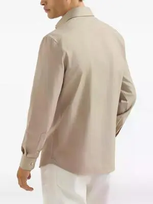 Brunello Cucinelli Garment-dyed Twill Shirt With Spread Collar