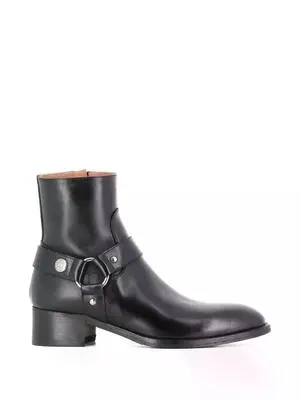 ALBERTO FASCIANI Harness Leather Ankle Boots - Black