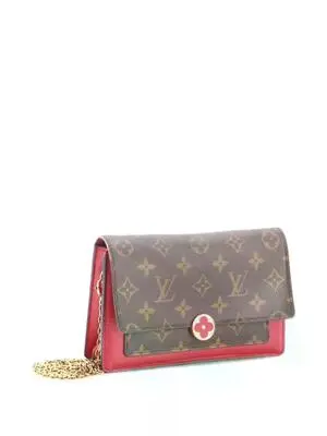 LOUIS VUITTON Flore Chain Wallet Monogram Canvas With Leather Clutch Bag