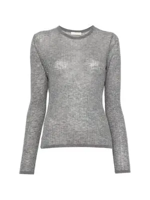 ELEH Ribbed-knit Sequin-embellished Sweater - Grey