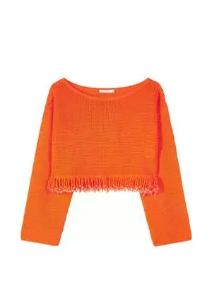 Patrizia Pepe Bead-embellished Cropped Sweater - Orange