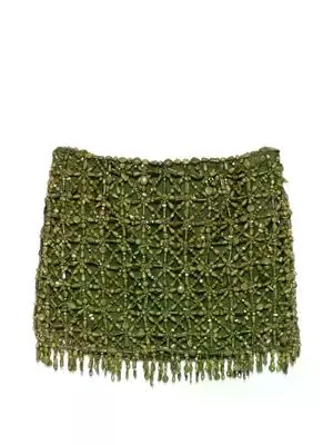 Cult Gaia Bead-embellished Fringed Mini Skirt