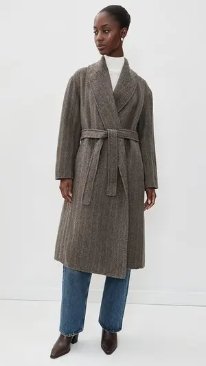 Theory Lux Shawl Coat - Mocha Multi