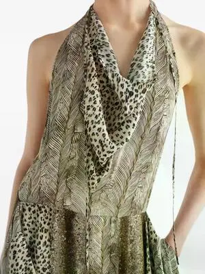 LEMAIRE Panelled Dress In Feather Printed Viscose
