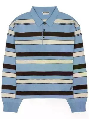 JW Anderson Striped Long-sleeve Polo Shirt - Blue