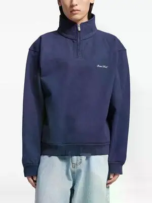 BRAM’S FRUIT Logo-embroidered Half-zip Sweater - Blue